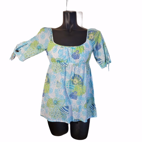 Lilly Pulitzer | Tops | Lilly Pulitzer Sea Shell Peasant Blouse Size 2 ...